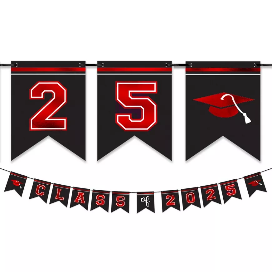Red Pennant Banner Class Of 2025 â 10 Ft Graduation Party Decoration ...